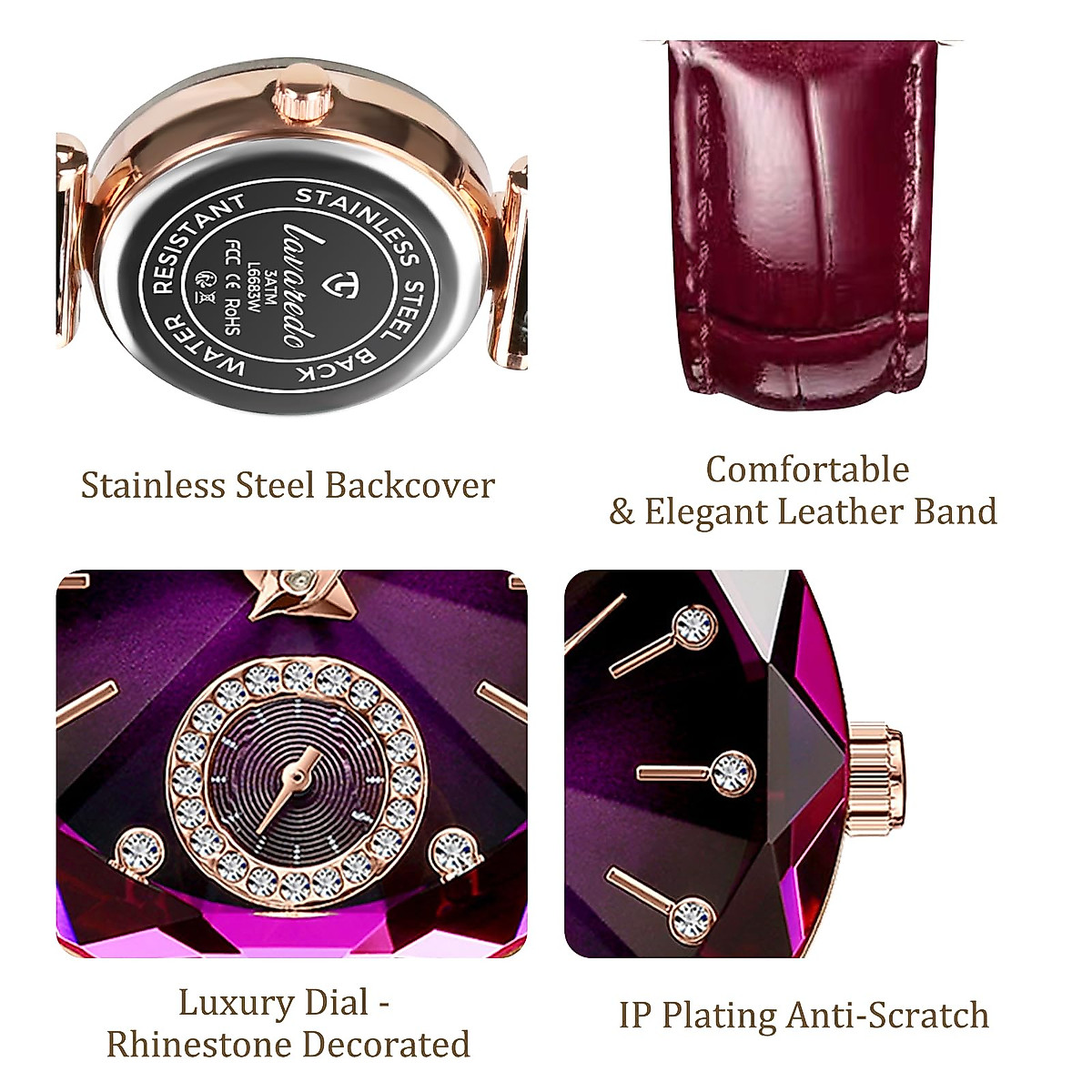 NN BEN NEVIS Watch, Watches for Women with Elegant Leather Strap, Fashion Analog Creative Diamond Dial Wrist Watch, Jewelry Gift for Wedding Anniversary Birthday