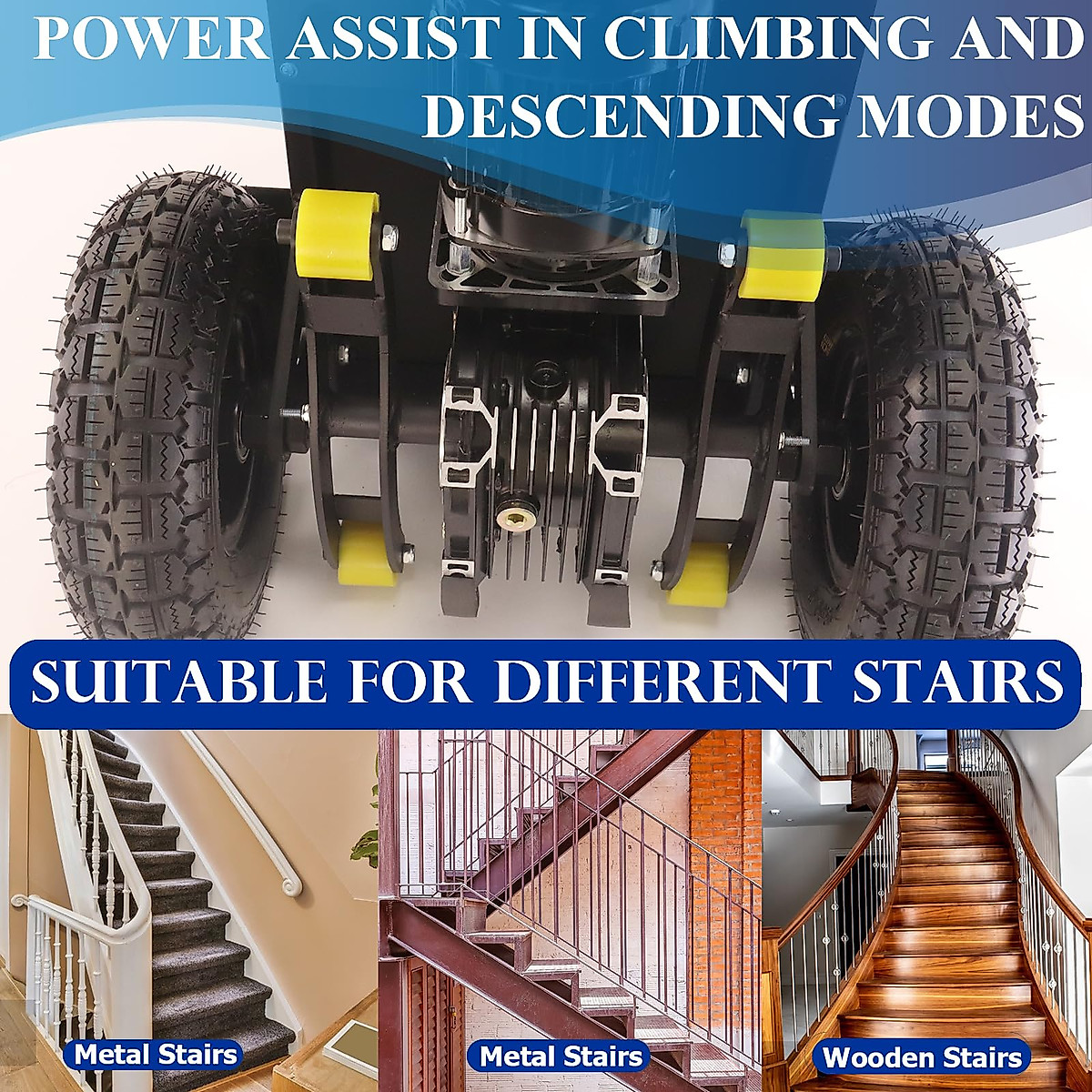 Reihipun Electric Stair Climbing Hand Trucks Dolly Cart for Moving 881lb Capacity Heavy Duty Stair Climber Cart Hand Trolley with 4 Wheels Motor Battery Powered for Heavy Furniture (Black - 24Ah)