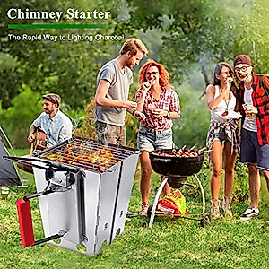 YSSOA Charcoal Chimney Starter Foldable, Collapsible, Silver