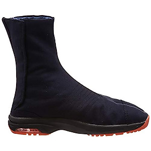 Japanese Cushioned Tabi Shoes Air Jog V 6 Clasps Toe Boots Short Version (12.5 Wide Women/11 Medium Men, Navy)
