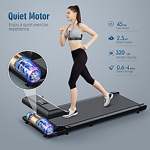 Sienfix Walking Pad，Under Desk Treadmill 2 in 1 Treadmills，Portable Walking Treadmill 2.5HP, 320lbs Max Weight Remote Control LED Display,Installation-Free Jogging Machine for Home/Office