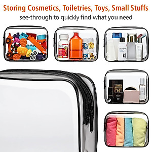 PACKISM Clear Toiletry Bag - 3 Pack TSA Approved Toiletry Bag Quart Size Bag, Travel Makeup Cosmetic Bag for Women, Carry on Airport Airline Compliant Bag, Black