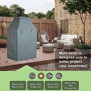 Outdoor Fireplace Cover, Heavy Duty Waterproof Oxford Fabric for Protecting Outdoor Upright Patio Wood Burning Fireplace Covers, 36x25x57 inch Gray