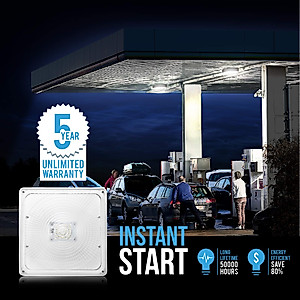 PARMIDA LED Canopy Light, 45W, 0-10V Dimmable,110-277VAC, IP65 Waterproof, ETL-Listed, 5000K (Day Light), 9.6" x 9.6", Gas Station, Street, Area & Outdoor Lighting, White