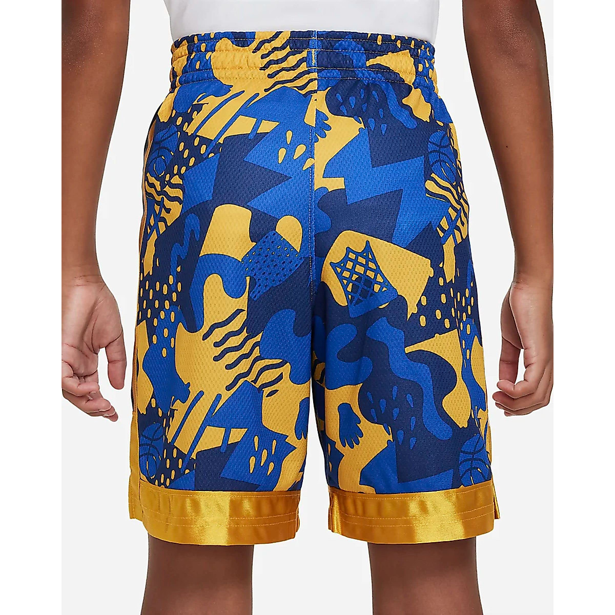 Nike Big Boys' Dri-FIT Elite Basketball Shorts (Large, Game Royal/Yellow Ochre/White)