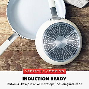 GreenPan x Bobby Flay 13 Piece Cookware Pots and Pans Set, Professional Grade Aluminum, PFAS & PFOA-Free Ceramic Nonstick, Induction Suitable, Stay-Cool Silicone Handle, Dishwasher & Oven Safe, Cream