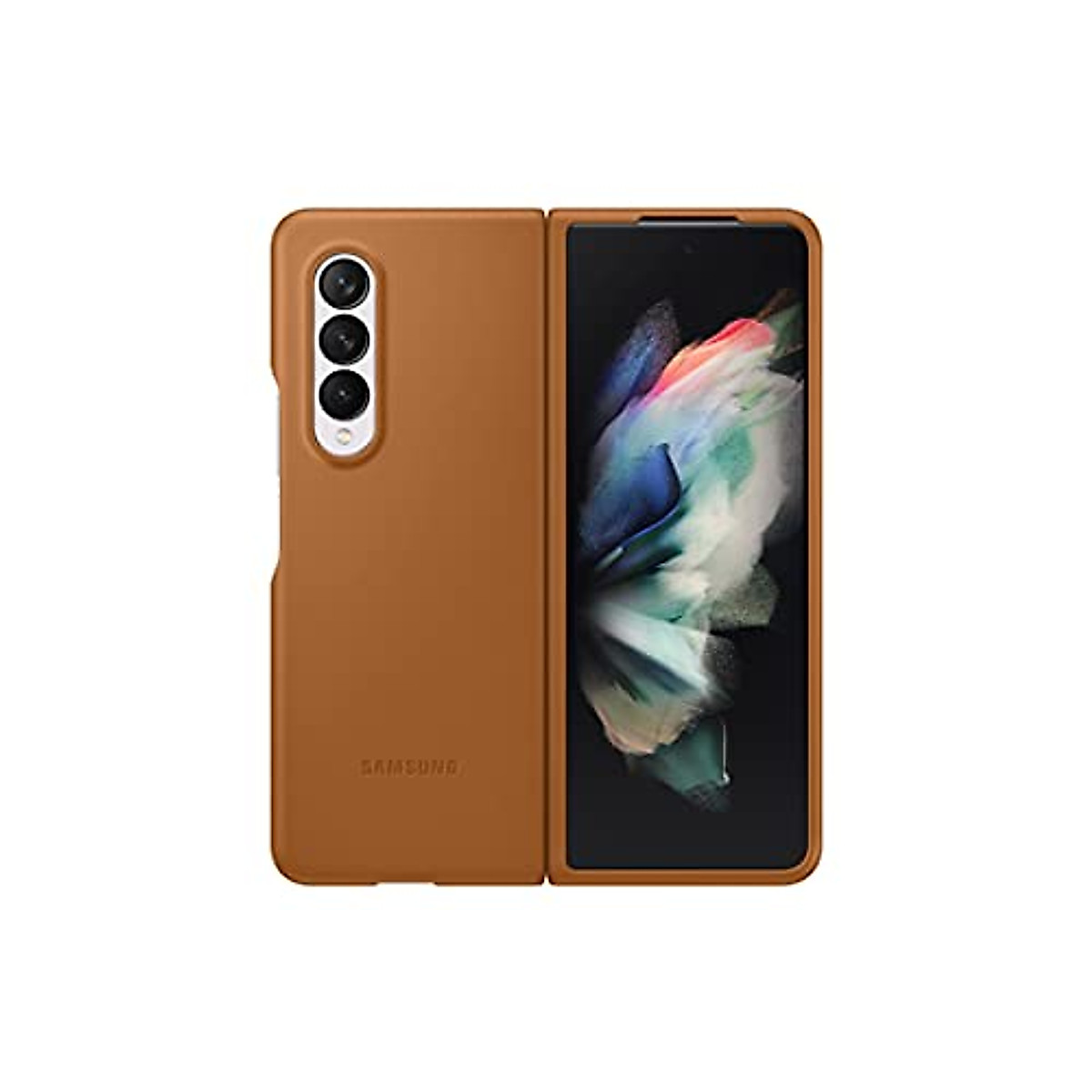 Samsung Galaxy Z Fold 3 Phone Case, Leather Protective Cover, Heavy Duty, Shockproof Smartphone Protector, US Version, Camel,EF-VF926LAEGUS