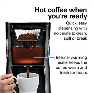Hamilton Beach One Press Programmable Dispensing Drip Coffee Maker with 12 Cup Internal Brew Pot, Water Reservoir, Black with Chrome (48464)