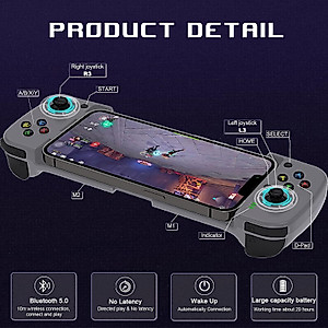 Megadream Mobile Game Controller Gamepad for iPhone iOS Android PC: Works with iPhone 16/15/14/13/12/11, iPad, Samsung Galaxy, TCL, Tablet, Call of Duty, Black Desert Mobile - Directly Play (Grey)