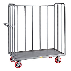 Little Giant OTL2448-6PY 3-Sided Bulk Trucks, Tubular Steel Sides, 48" Interior Height, 3600 lb. Capacity, 6" Polyurethane, Retaining Lip, 24" Width x 48" Length, Gray