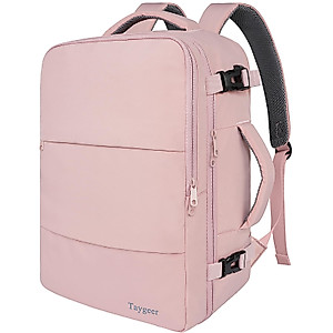 Travel Backpack for Women, Carry On Backpack with USB Charging Port & Shoe Pouch, TSA 15.6inch Laptop Backpack Flight Approved, College School Bag Casual Daypack for Weekender Business Hiking, Pink