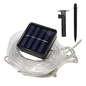 Solar String Lights Outdoor Rope Lights Solar Powered Outdoor Waterproof Fairy Lights for Garden Fence Yard Party Wedding Decor (White Light)