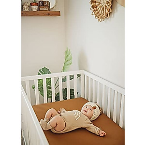 Pobibaby - Single Solid Premium Fitted Baby Crib Sheets for Standard Crib Mattress - Ultra-Soft Cotton Blend, Safe and Snug, and Stylish Solid Crib Sheet (Caramel Brown)
