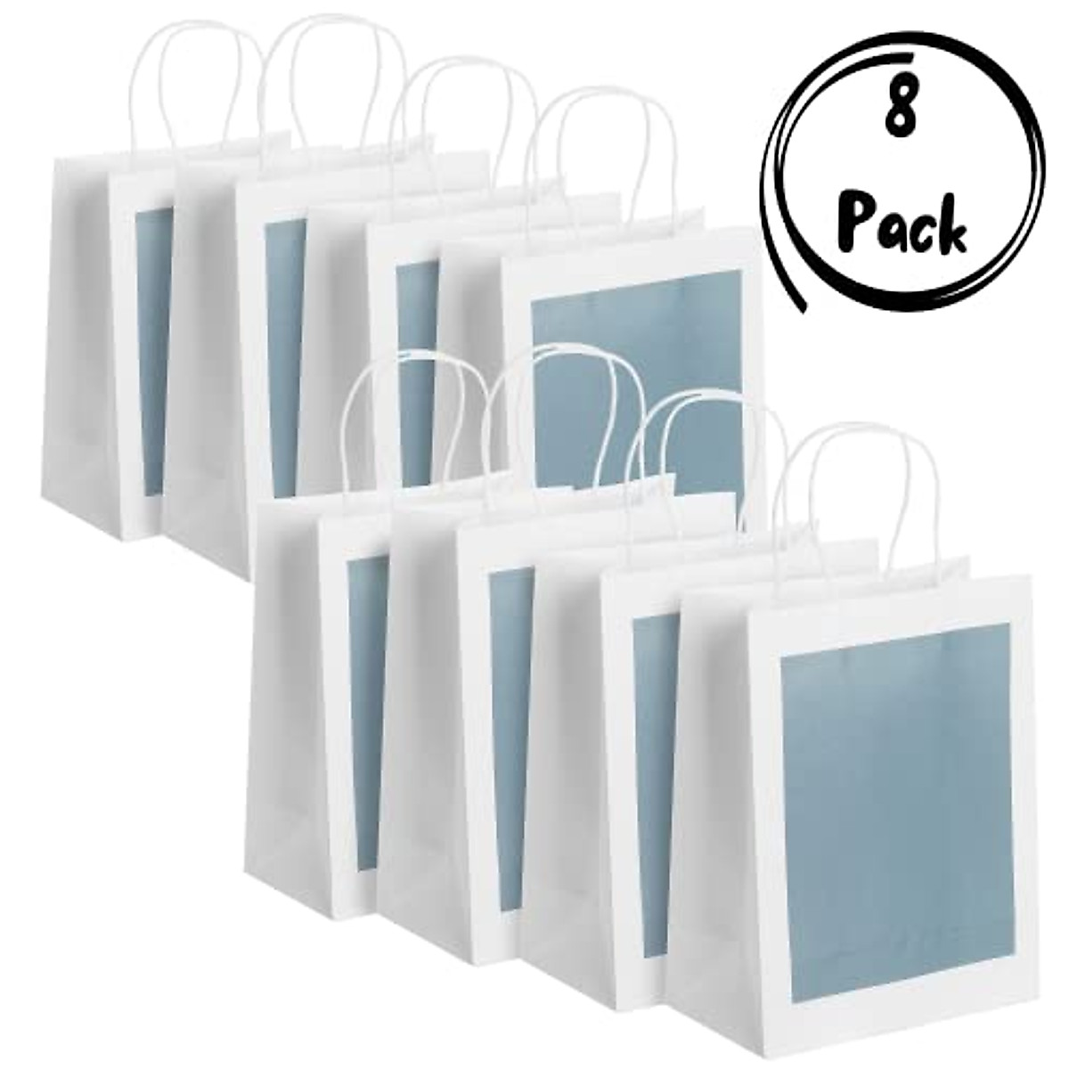 Mr. Pen- Gift Bags, 8 Pack, 8.25"X4.25"X10.5", Bags, Paper Bags, Gift Bags Medium Size, Party Favor Bags, Shopping Bags, Small Gift Bags, Goodie Bags, Candy Bags, Gift Bags Small Size, White Paper Bag
