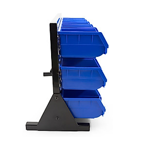 DJC Supply Heavy Duty Storage Bin Set & Steel Panel for Hanging Bin, Bench Mountable Steel Rolled Panel, 15 Bins included, Great for organzing Tools, Parts, and More. (20"X13" Bench Panel Set)