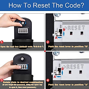 Key Lock Box Wall Mounted, Waterproof Key Safe Box, Extra Large 4 Digit Combination Lock Box with Spare Key, Security Key Storage Box for Home Office Garage School Factory Indoor Outdoor (Black 1)