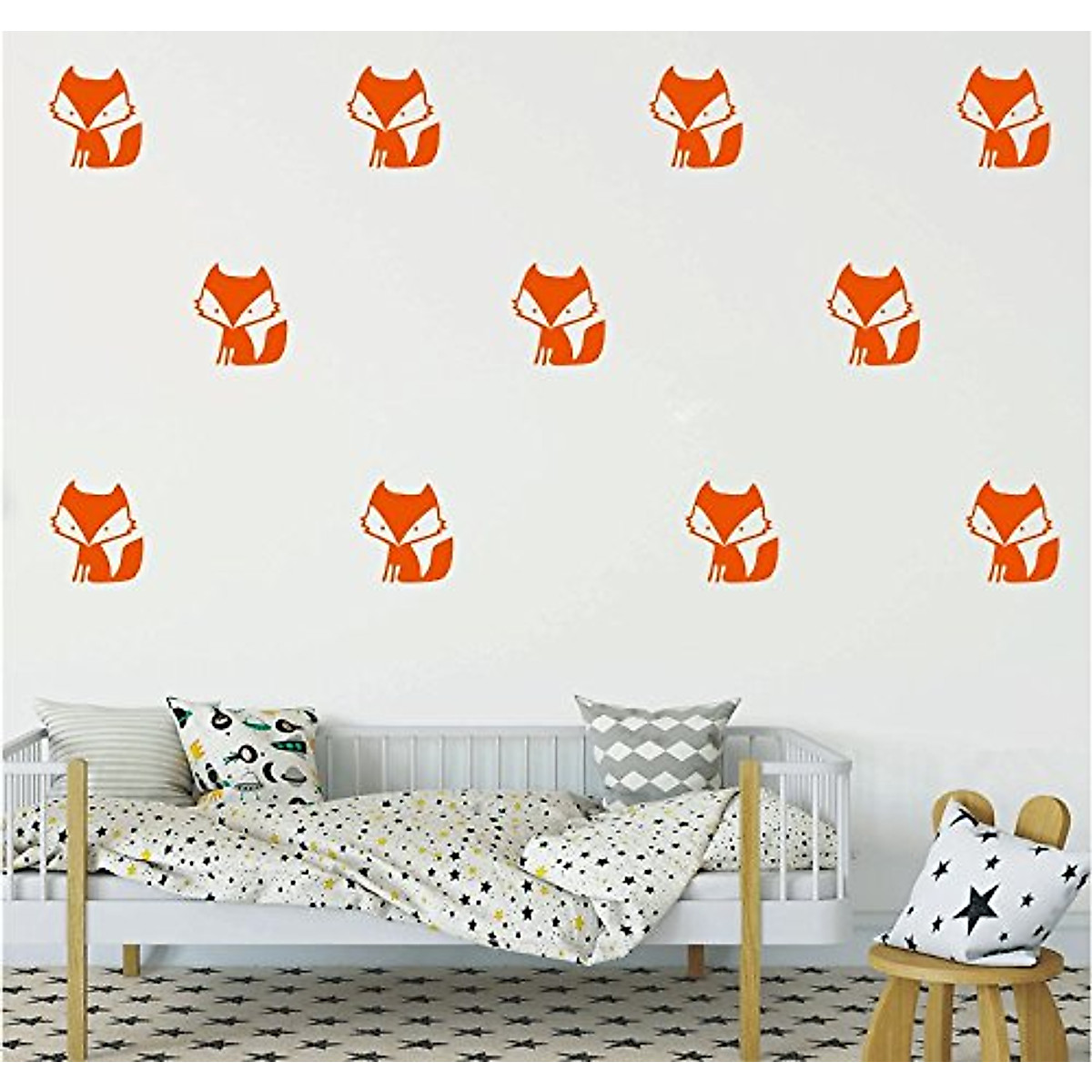 36 Set Orange Forest Fox Pattern Wall Sticker-Kids Nursery Bedroom Home Decoration Vinyl Sticker-DIY Chiildren Room Living Interior Decor Sticker