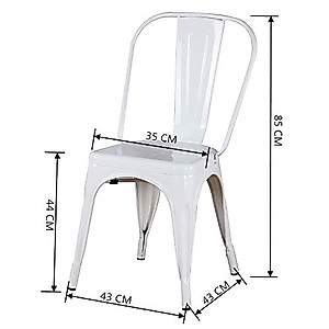 Set of 4, Navy Metal/Iron Patio Dining Chairs, Farmhouse Dining Chairs, Restaurant/Beach cafeterai Indoor/Outdoor Chairs (White)