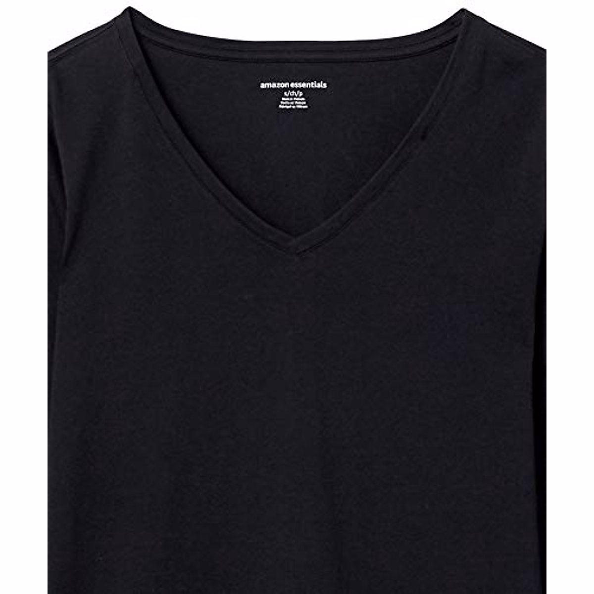 Amazon Essentials Women's Classic-Fit 100% Cotton Long-Sleeve V-Neck T-Shirt, Black, Small