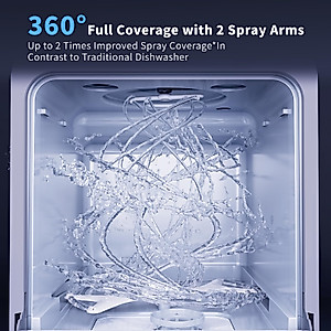 AIRMSEN Portable Countertop Dishwasher with 5L Water Tank, Mini Dishwasher with 14.6” Ultra-Narrow Design, 9 Programs, 24H Delay Start & 360° Dual Spray, No Hookup Needed, C01, White