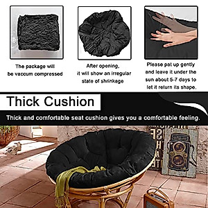 HILUHIDI Papasan Chair Cushion Only 52 inch, 13.23lbs Overstuffed Round Papasan Chair Cushion Only, Thicken Papasan Seat Cushion for Relaxing (Black)
