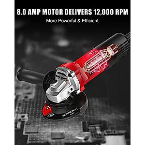 AVID POWER Angle Grinder with Paddle Switch, 8 Amp Metal Grinder with 4-1/2 Inch Grinding Wheel 12000 RPM Electric Angle Grinder Tool with Adjustable Side Handle