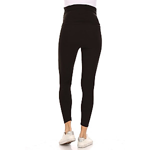 Leggings Depot Women's Maternity Leggings Over The Belly Pregnancy Casual Yoga Tights (Black, X-Large)