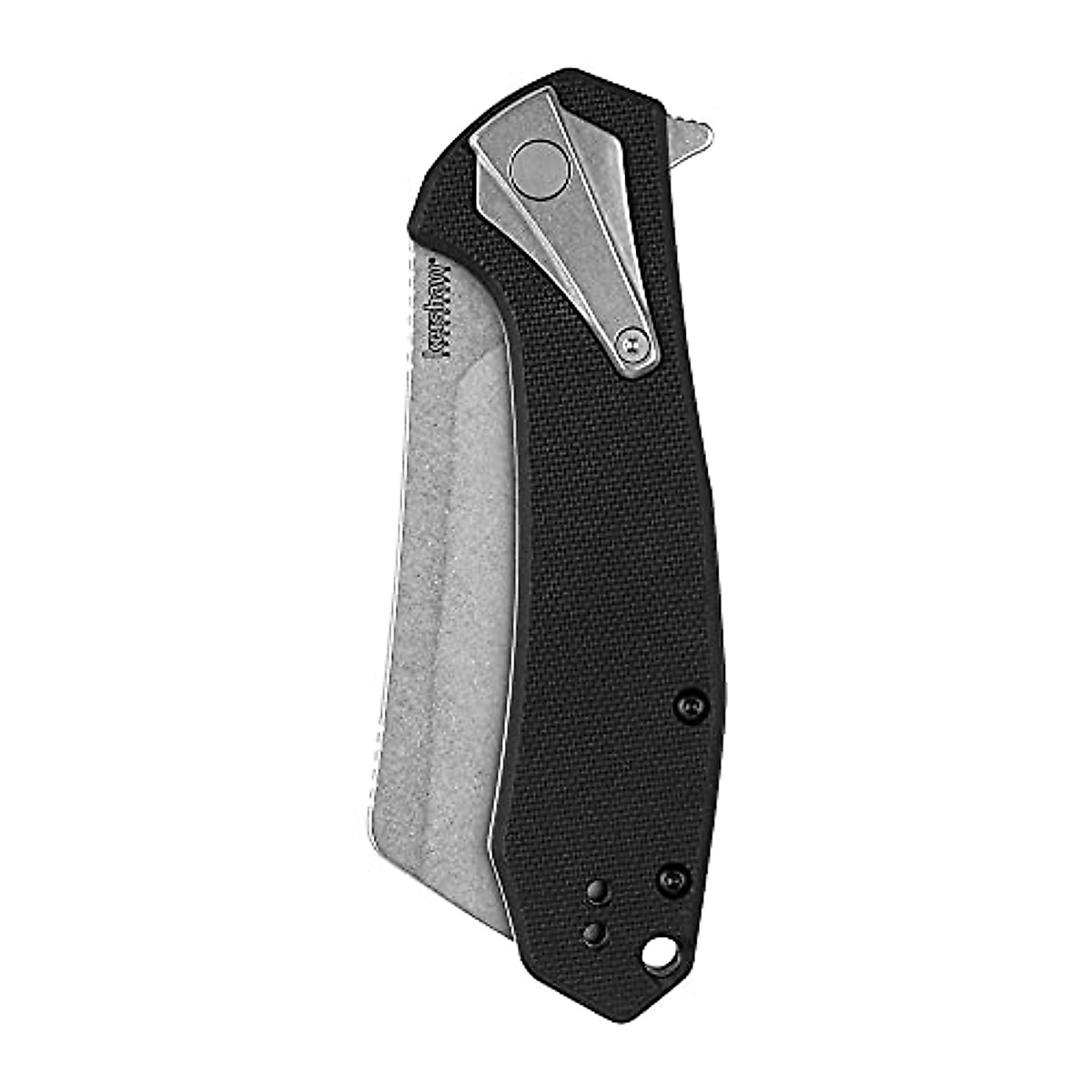 Kershaw Bracket Pocketknife, 3.4" 8Cr13MoV Stainless Steel Cleaver Blade, Assisted One-Handed Flipper Opening, Folding EDC, Frame Lock,Black