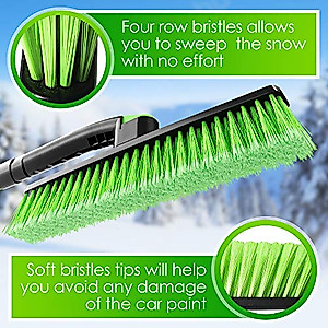 ALMA Foam Snow Brush for Car Extendable - UP TO 50 INCH Extendable Snow Brush and Ice Scraper - 360 SWIVEL Snow Brush for SUV - Broom Snow Scraper for Car Cleaner - Snow Brush for Trucks Snow Removal