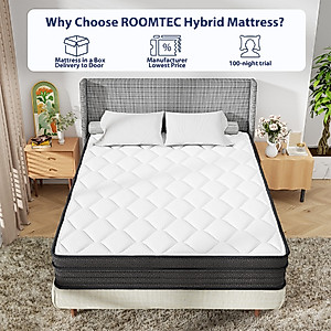 ROOMTEC Twin Mattress, 10 Inch Gel Memory Foam Hybrid Mattress, Pocket Spring Mattress in a Box for Motion Isolation, Strong Edge Support, Pressure Relief, CertiPUR-US (10 Inch, Twin)