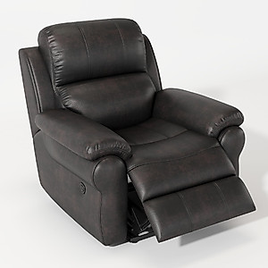 EMKK Massage Reclining Chair with Magazine Bag, USB Button, Manual Single Sofa Heavy Duty for Living Room,Home Theater Easy Lounge with Fabric Padded Seat Backrest, Espresso