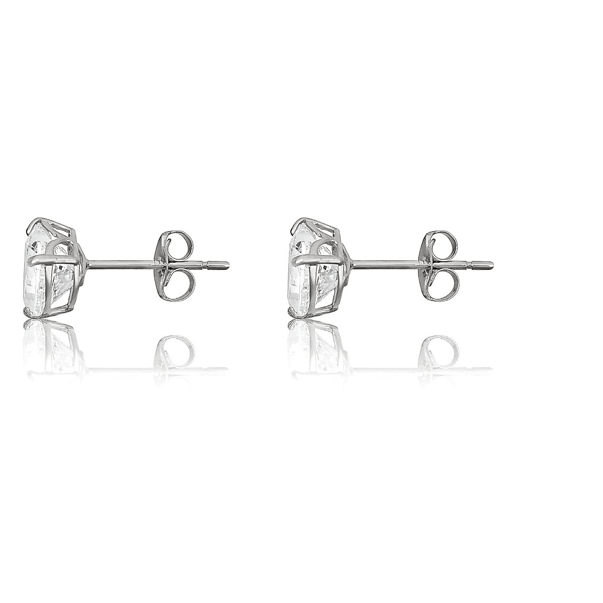 AVORA 10K White Gold 6mm Heart-shaped Simulated Diamond Cubic Zirconia (CZ) Stud Earrings