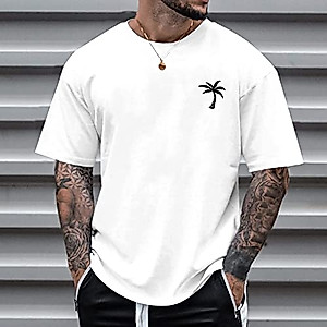 Men T Shirts Graphic Oversized T Shirts for Men Gym Funny T-Shirt Men's Quick Dry Shirts Creative Letters Retro Print Round Neck Short Sleeve Loose Summer Fashion T-Shirt Sweat Shirts 1-White Medium