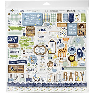 Echo Park Paper Company Baby Boy Collection Kit paper, blue, green, mint, yellow 12-x-12-Inch
