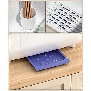 CAKERS Drain Rack Dish Bowl Drying Rack|Plate Storage Drainer Holder Organizer|Plastic Tableware Holder with Lid Cover for Restaurant Kitchen Home,Blue,43x32x33cm(16.9x12.5x12.9in)