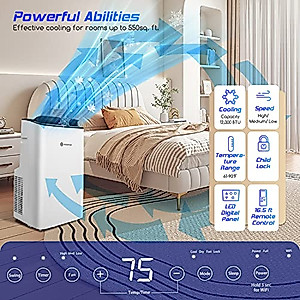 Aigostar 12000 BTU Smart Portable Air Conditioner, Dehumidifier, Fan, 4-in-1 AC Unit Room Up to 550 Sq.Ft, WIFI App & Remote Control,Works with Alexa/Google Assistant, 24H Timer, Window Kit, White