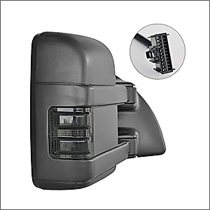 Perfit Zone Towing Mirrors Replacement Fit for 2008-2016 F-250 F-350 F-450 F-550 SUPER DUTY,POWER HEATED W/SMOKE SIGNAL,BLACK (PAIR SET)