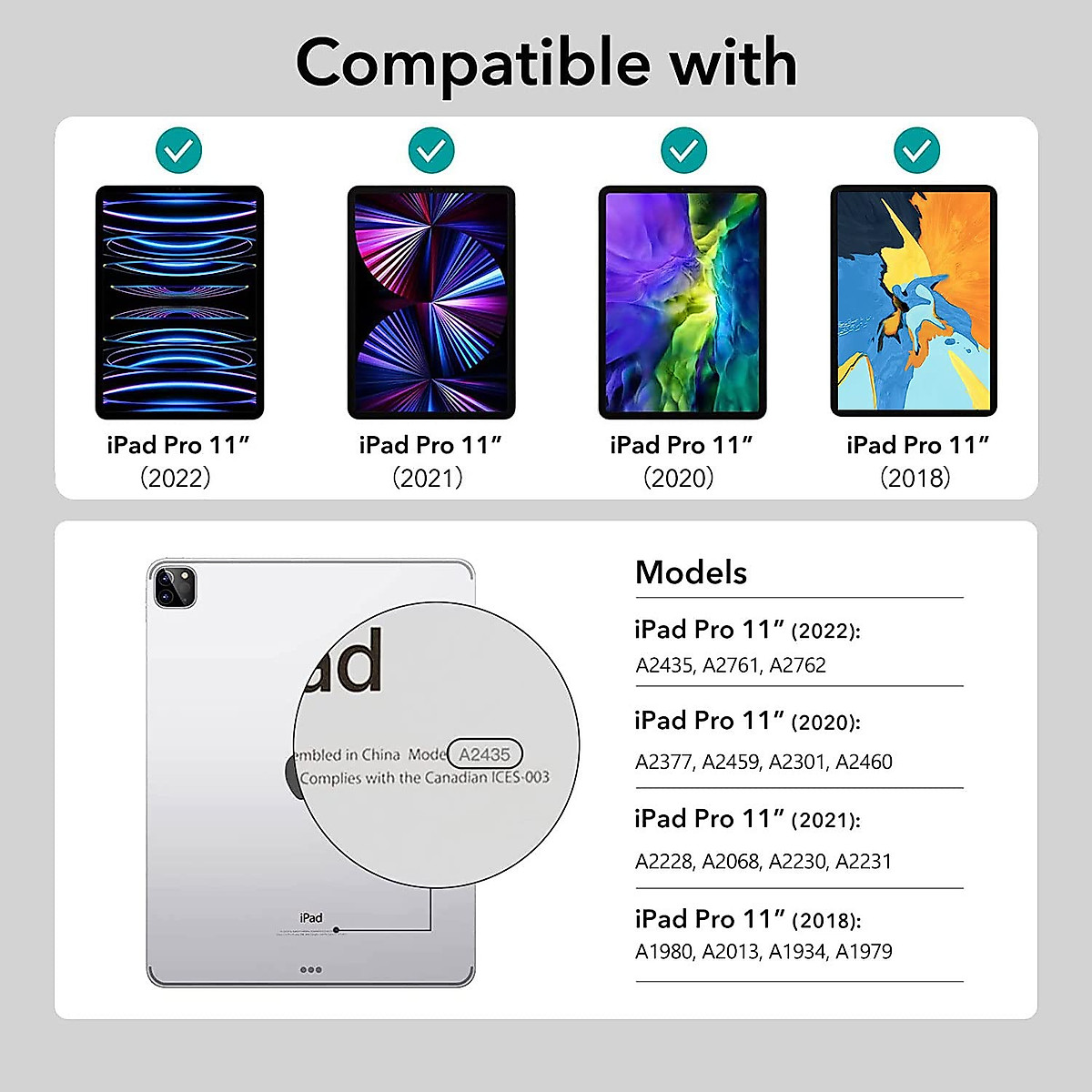 Hi Space for iPad Pro 11 Case Notebook with Pencil Holder 2022 2021 2020 2018 for iPad 11 Pro Case Black Composition Book Cover Auto Sleep Wake foriPad Pro 11 4th/3rd/2nd/1st Gen