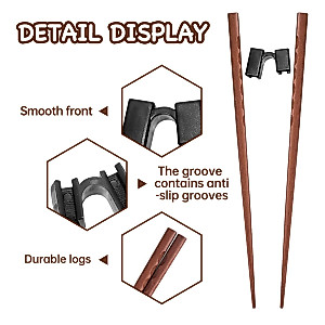 5 Pairs Reusable Training Chopsticks Helpers for Beginner Trainer Learner, Japanese Wooden Chopsticks pack and Holder Helper Set, Dishwasher Safe, L8.86Inch (6.Rosewood tortoiseshell)