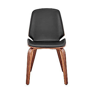 Armen Living Brinley Faux Leather Wood Dining Room Accent Chair, Black/Walnut