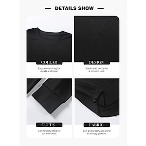 JMIERR Men's 3 Pack Cotton Hipster Hip Hop Longline Crewneck Long Sleeve T-Shirt, T Shirts for men Pack, US 40(M), Black/White/Light Pink