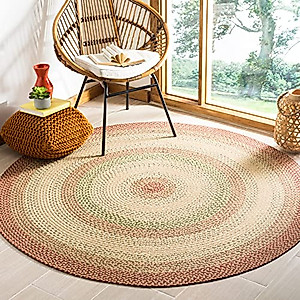 SAFAVIEH Braided Collection 2'6" x 4' Rust / Multi BRD303A Handmade Country Cottage Reversible Accent Rug