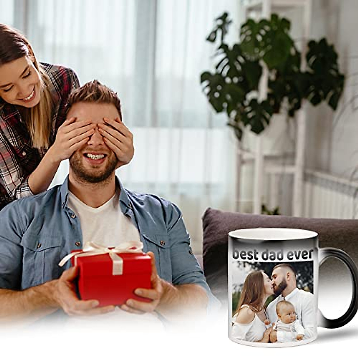 Custom Color Changing Mug, Personalized Magic Mug w/Picture, Text, Name, Taza Personalizada Design Your Own Custom Coffee Mug, Personalized Gifts for Birthday Anniversary Christmas 11oz(Magic Mug)