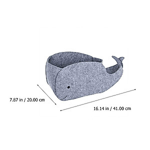 STOBOK Felt Storage Bin, Whale Shaped Storage Basket Fabric Foldable Storage Bin Sundries Organizer Toy Storage Bin for Home Nursery Toys Container