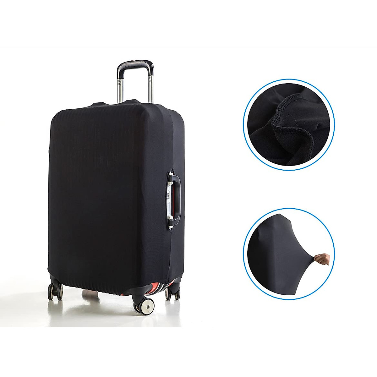 GANNEPIE Travel Luggage Cover Black Printed with Pocket Suitcase Cover Fits 26-28 Inch