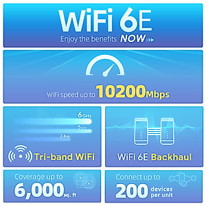 Dynalink AXE10200 Tri-Band WiFi 6E Whole Home Mesh System(DL-WME38) New 6GHz Band Support 10-Streaming,Speed Up to 10.2Gbps, Up to 6,000 sq.ft, 200 Devices, Gigabit Ports, Parental Controls, 2 Routers
