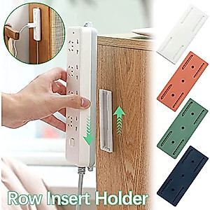 QKKO Adhesive Punch-Free Socket Holder, Self-Adhesive Desktop Socket Fixer, 2023 New Adhesive Punch Free Socket Holder, Self Adhesive Power Strip Holder, Storage Socket Slide (8PCS Blue)