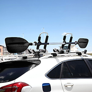 IKURAM R Kayak/Surf/Ski Roof Carrier Rack of J-Style Folding Universal Field & Stream 3-in-1 Multifunction for Canoe, SUP, Kayaks, Surfboard and Ski Board Rooftop Mount on SUV, Car and Truck