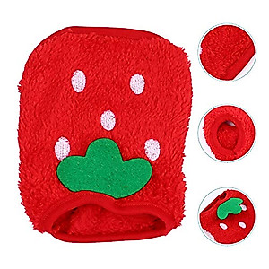 Winter Warm Fleece Bunny Rabbit Clothes Small Pets Strawberry Warm Vest Small Animals Costume Accessories for Hamster Guinea Pig Chinchilla Ferret 3XS Red