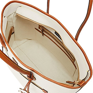 Dooney & Bourke Large Tote Bags for Women, Large Leather Tote Bag with Zipper Pockets and Long Shoulder Straps - White